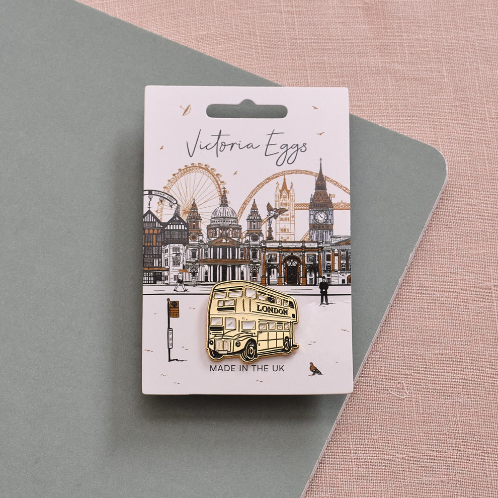 Pre-Order - Gold London Bus Pin Badge – Victoria Eggs